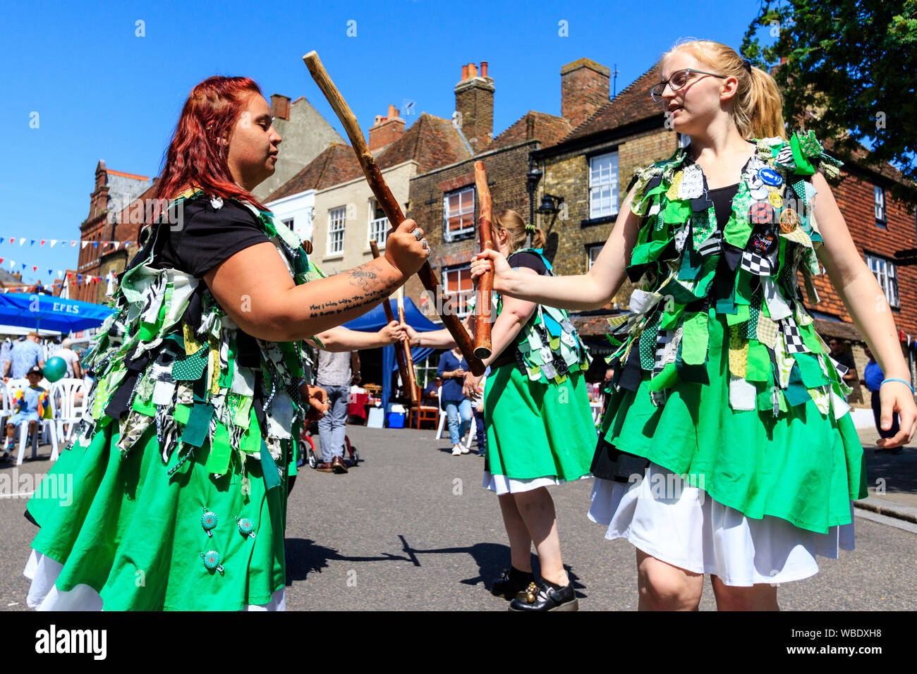 Sandwich folk and Ale Festival. Traditional folk dancers, the ladies ...