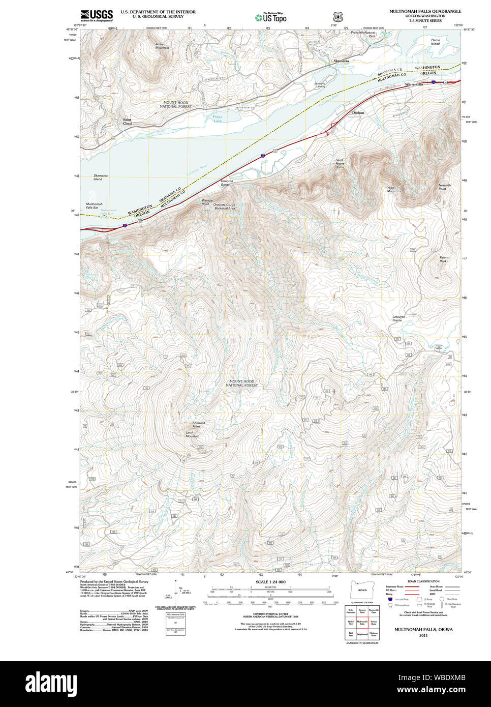 Multnomah falls map hi-res stock photography and images - Alamy