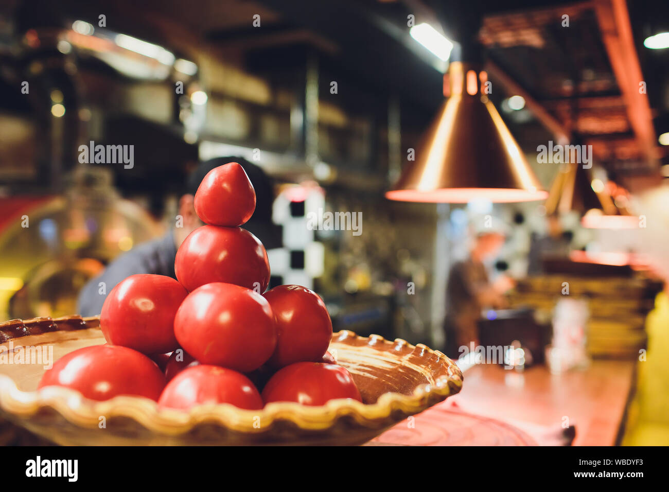 Tomatoes on the grunge yellow paper background. Farmers Vegetable ...