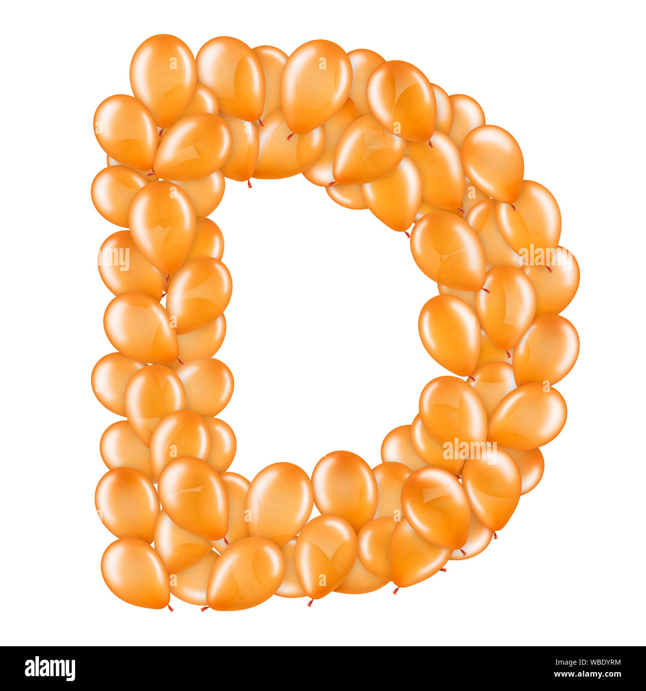 Orange letter D from helium balloons part of English alphabet Stock ...