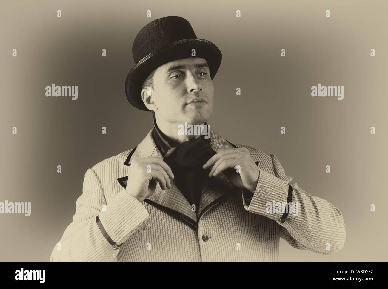 Vintage style male portrait. Sepia style studio shot Stock Photo - Alamy