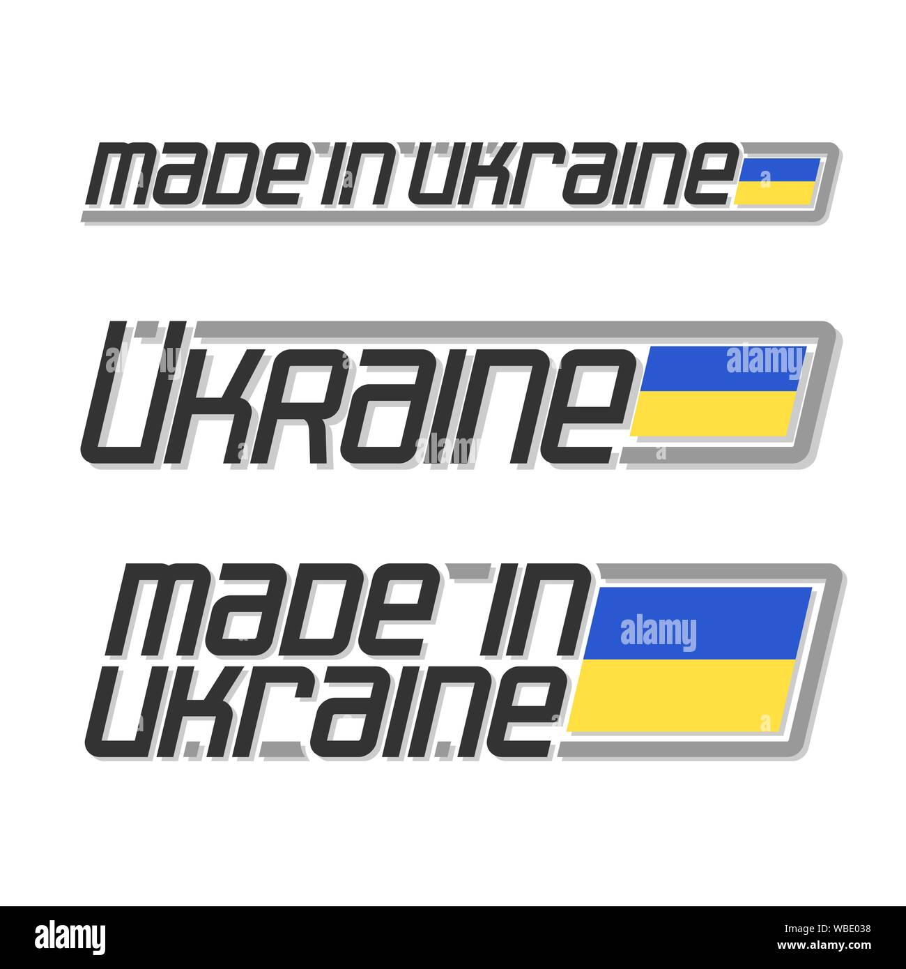 Vector illustration of logo for "made in Ukraine", consisting of three ...