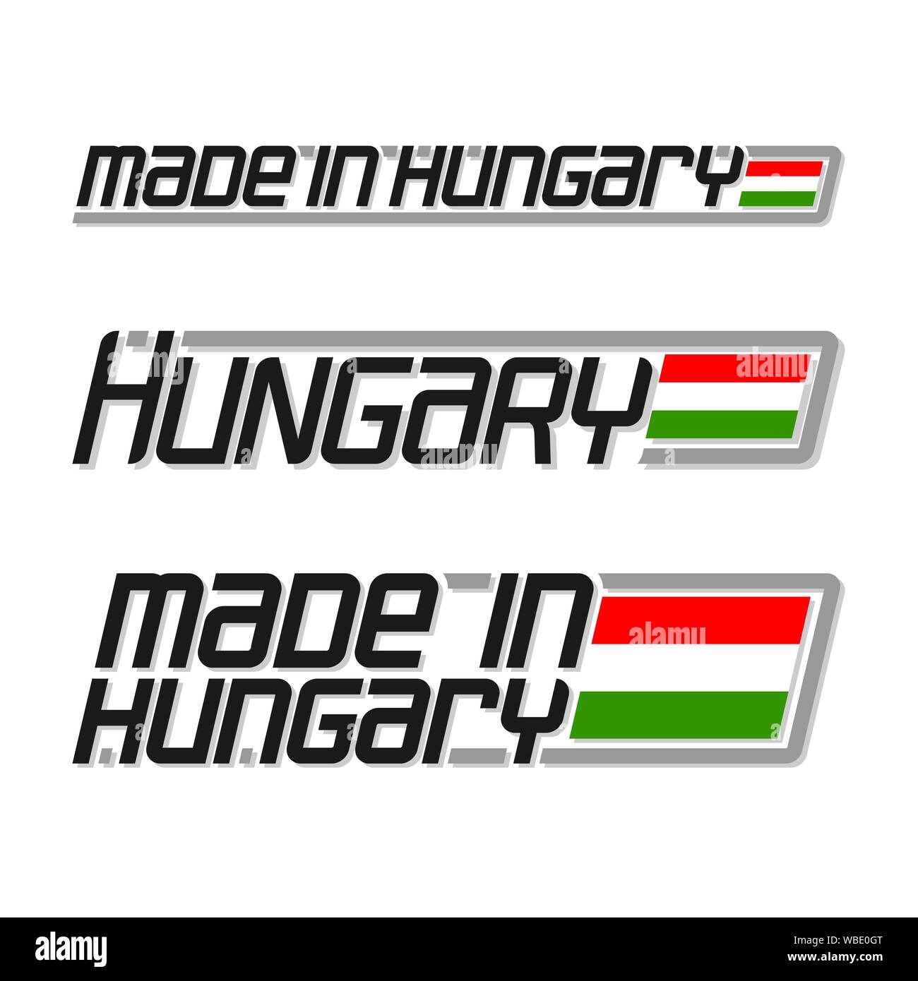 Vector illustration of logo for "made in Hungary", consisting of three ...