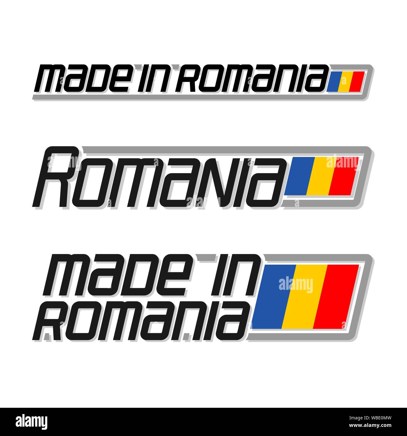Vector illustration of logo for "made in Romania", consisting of three ...