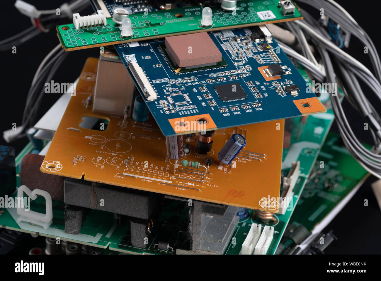 electronic PCB garbage as background from recycle industry and old ...