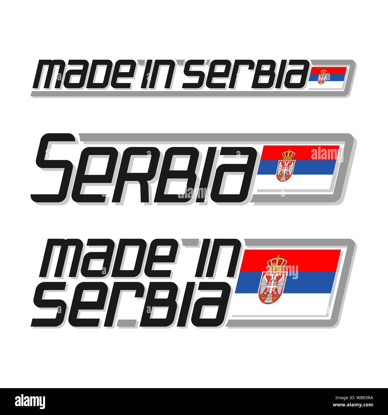 Vector illustration of logo for "made in Serbia", consisting of three ...