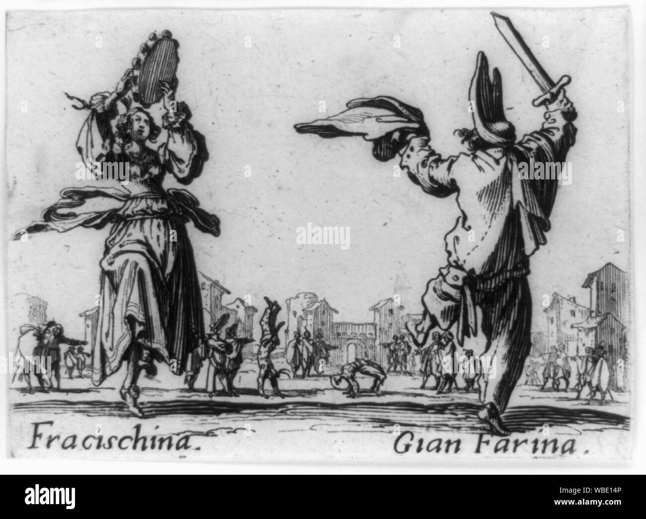 Fracischina with tamborine dancing with Gian Farina who is holding ...