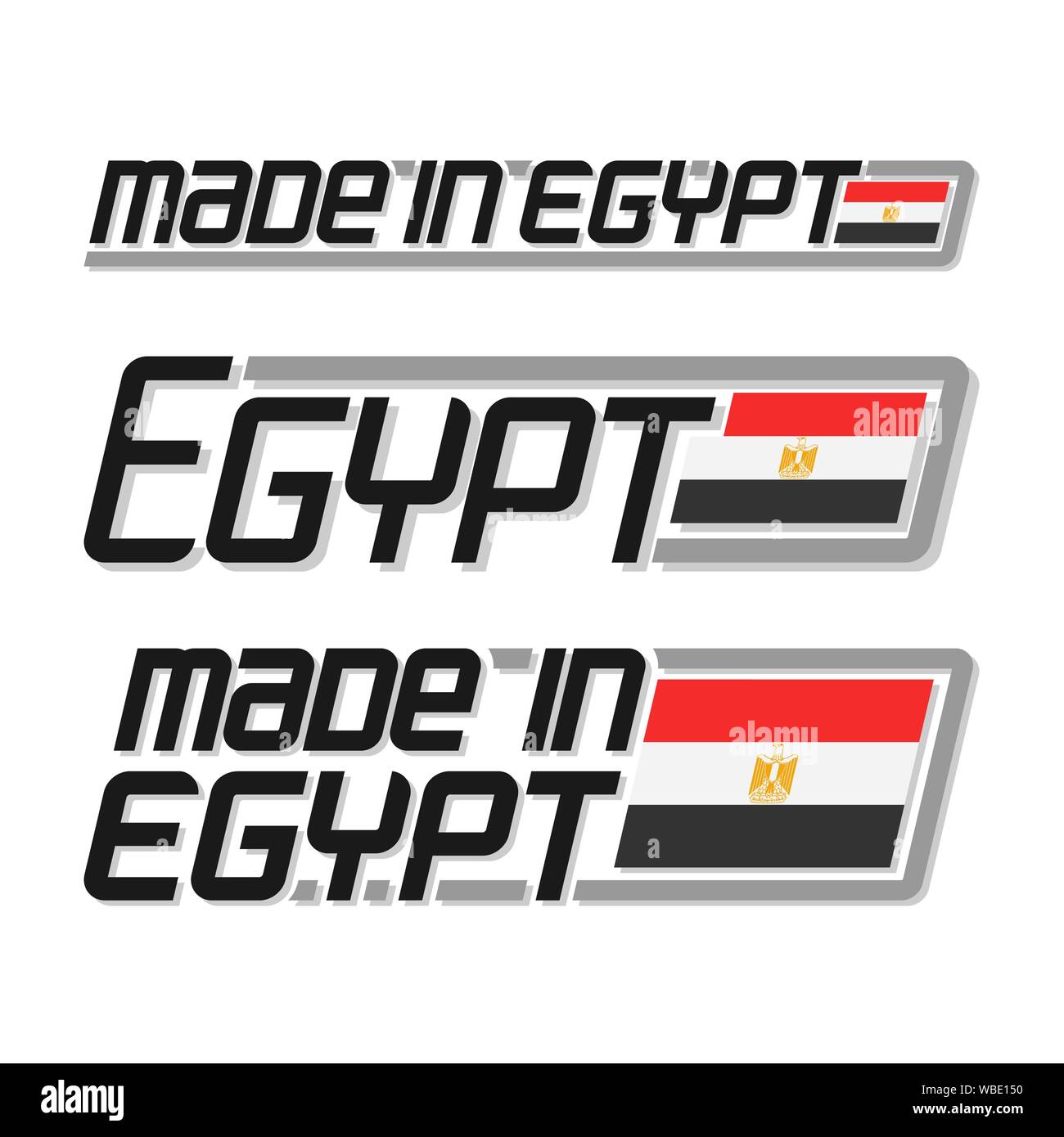 Vector text "made in Egypt", three isolated egyptian national state ...