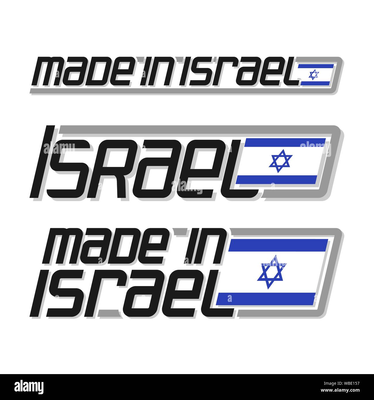 Vector illustration of logo "made in Israel", three isolated israelites ...