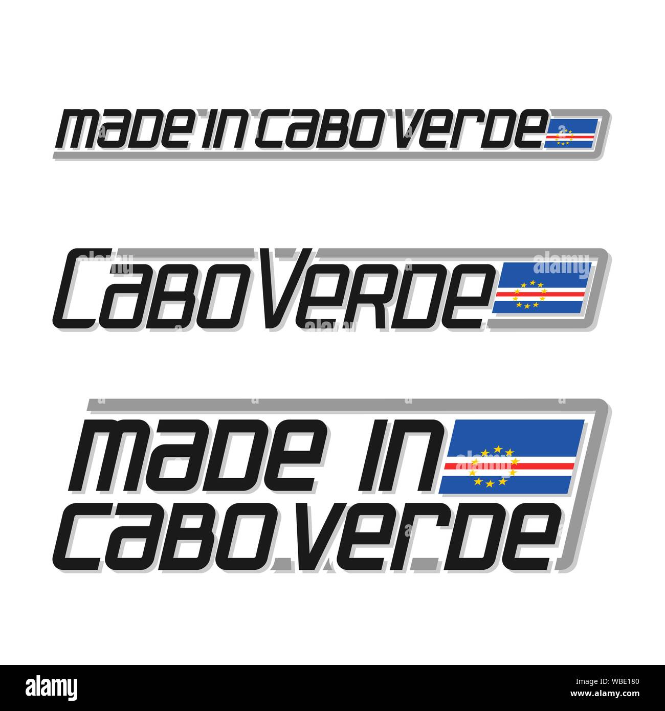 Vector illustration of logo "made in Cabo Verde", three isolated ...
