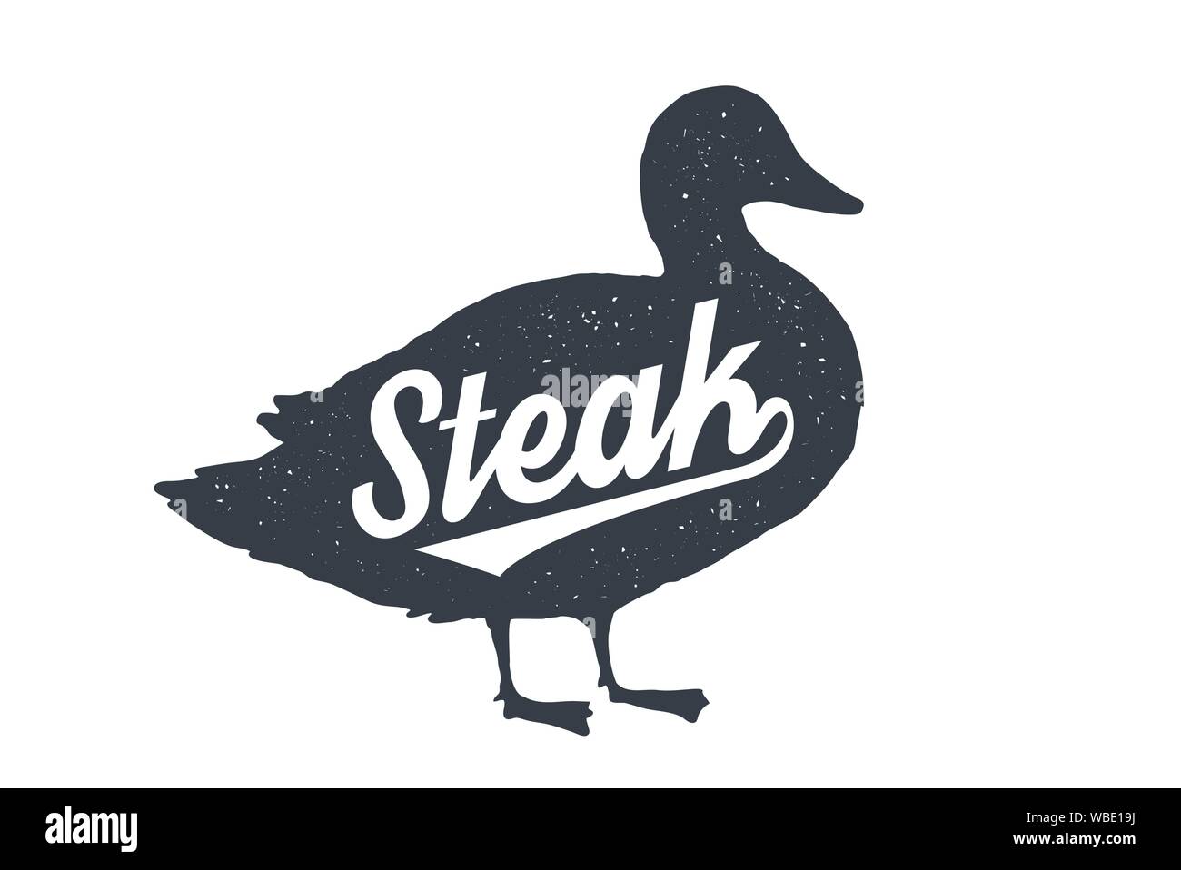 Duck. Lettering, typography. Silhouette duck and lettering Steak Stock ...