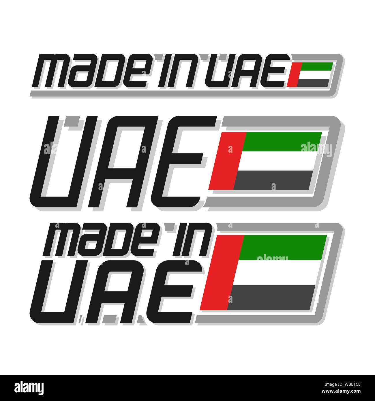 Vector illustration of "made in UAE", set of isolated arabian national ...