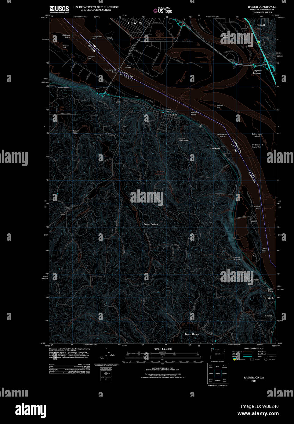 Map of rainier oregon hi-res stock photography and images - Alamy