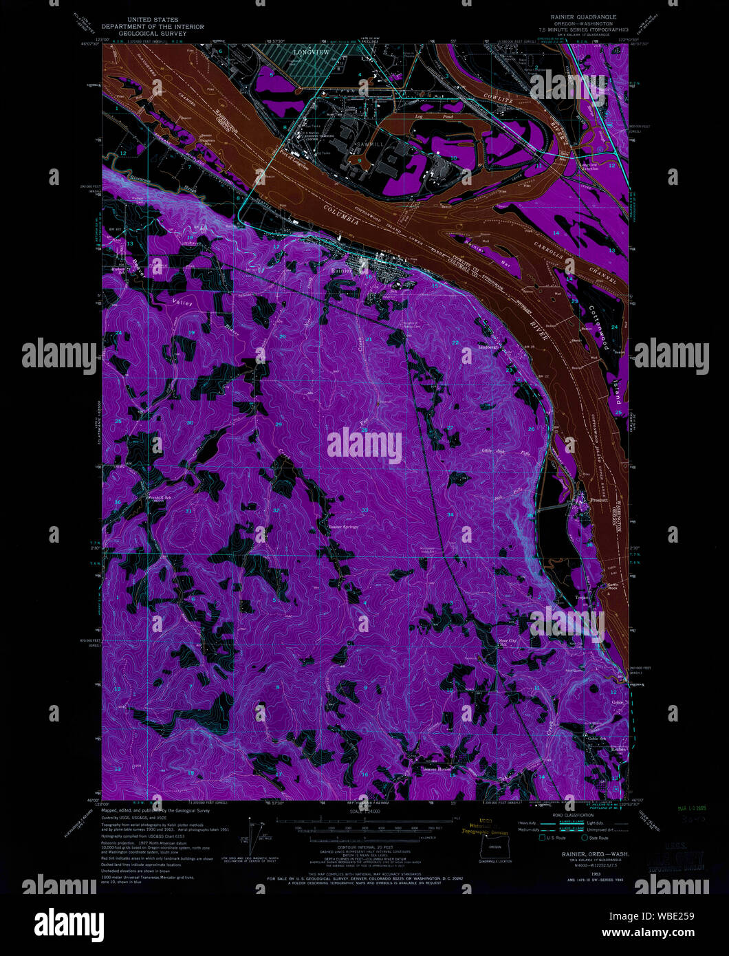 Map of rainier oregon hi-res stock photography and images - Alamy