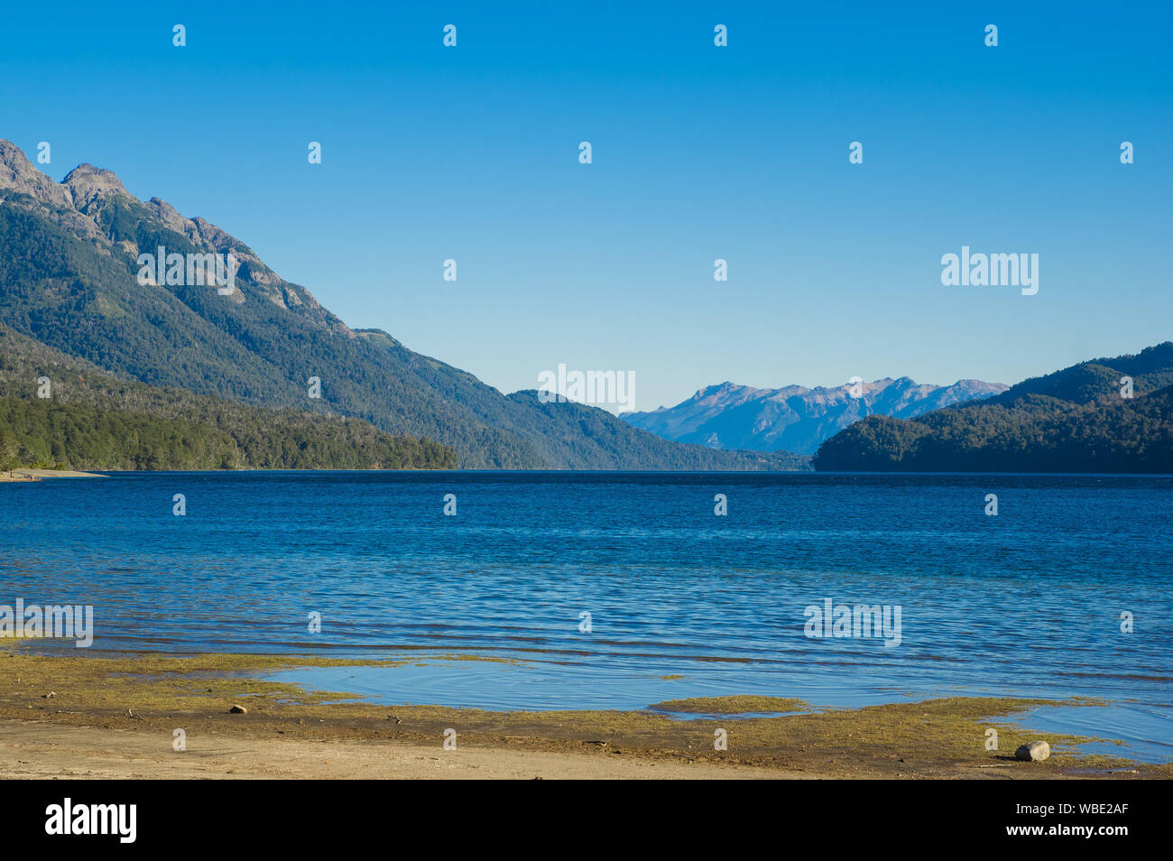 Lake Traful. Patagonia, Argentina. Pier on Lake Traful. Villa Traful ...
