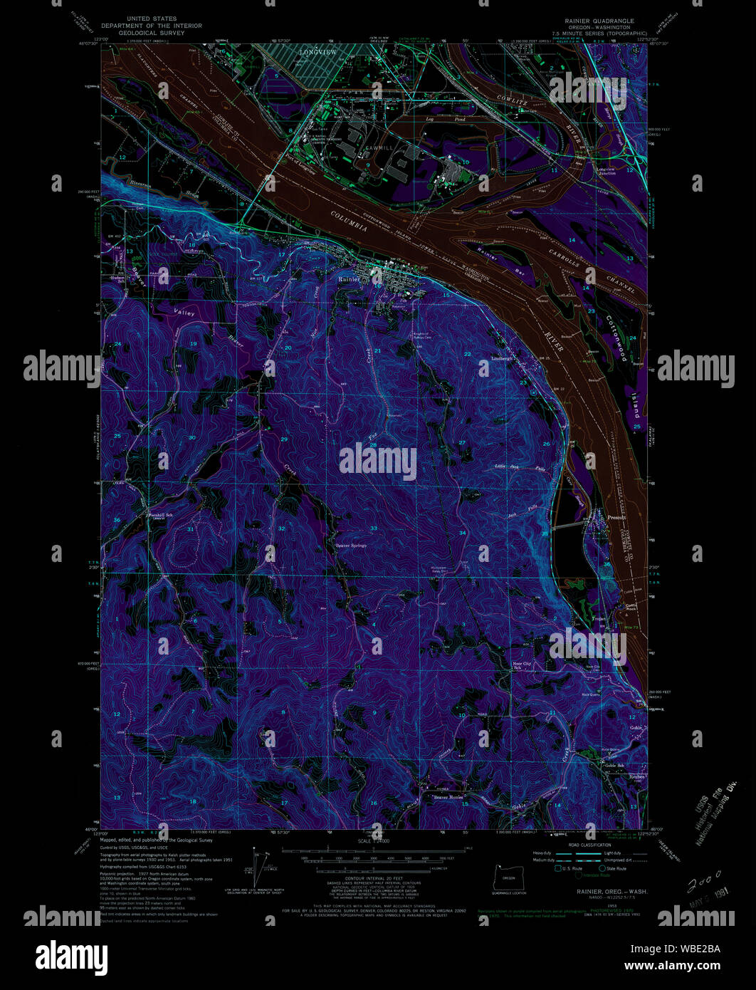 Map of rainier oregon hi-res stock photography and images - Alamy