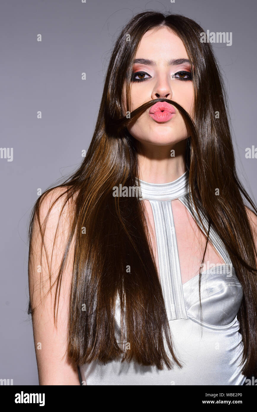 Fashion look concept. Makeup for model with soft skin. Beauty and ...