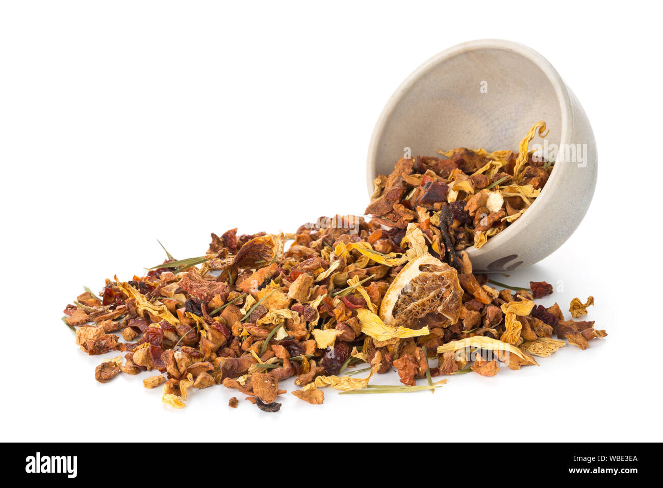 Heap of dried fruit tea infusion with oranges and strawberries mixed ...