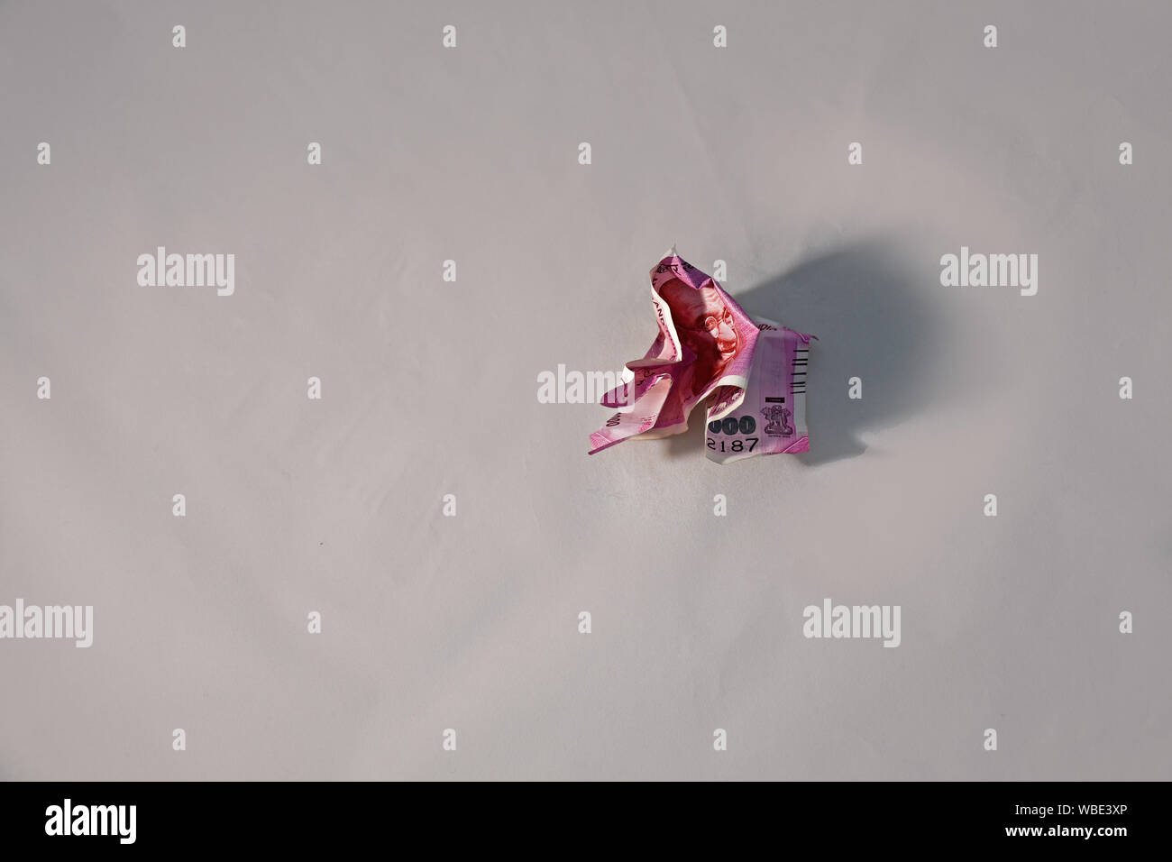 Crumpled Modern Modern Indian Two Thousand Rupees Currency Note on a ...