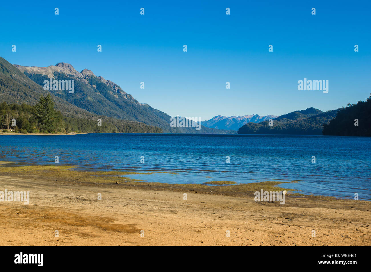 Lake Traful. Patagonia, Argentina. Pier on Lake Traful. Villa Traful ...