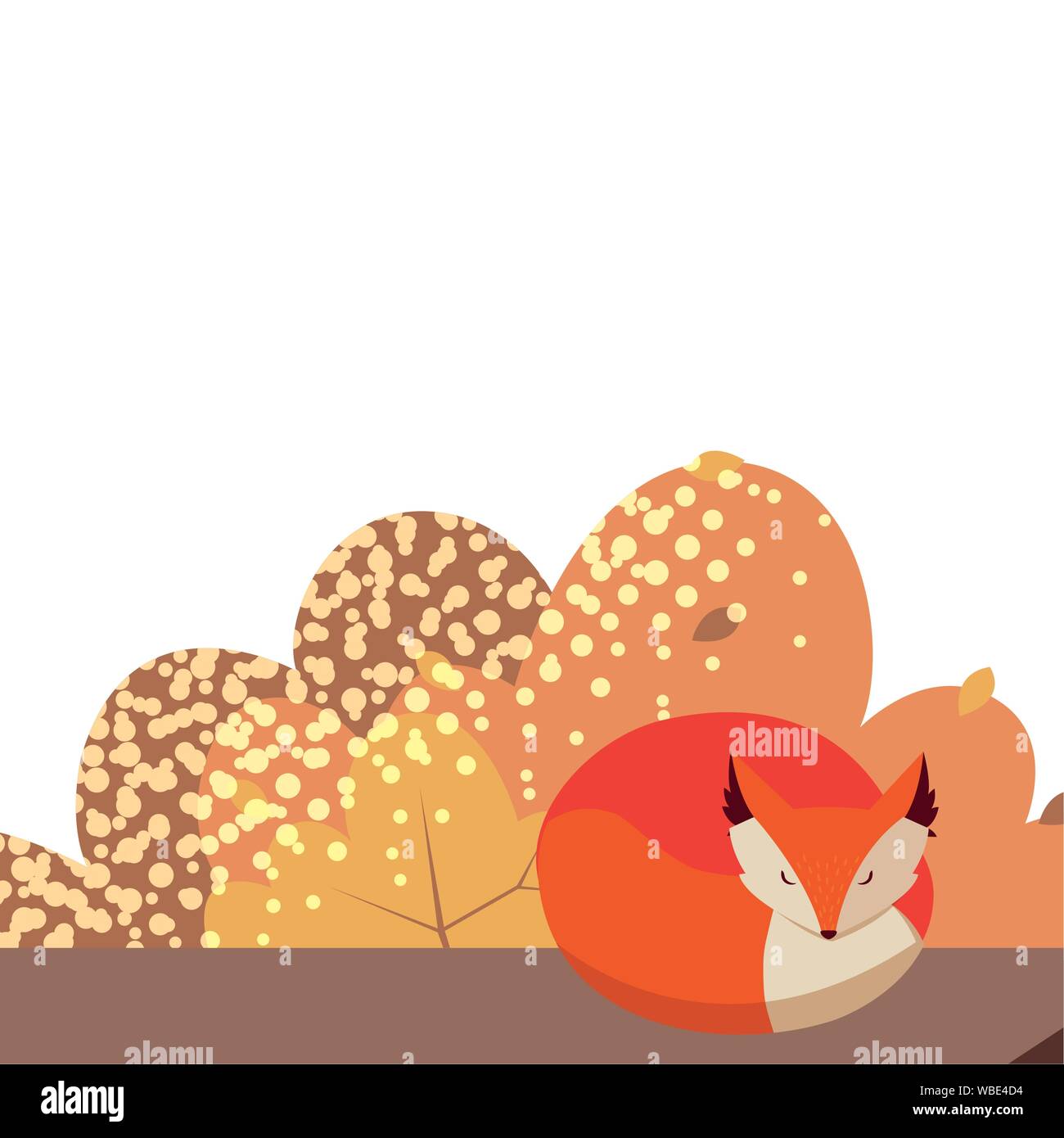 happy autumn season fox mammal foliage vector illustration Stock Vector ...