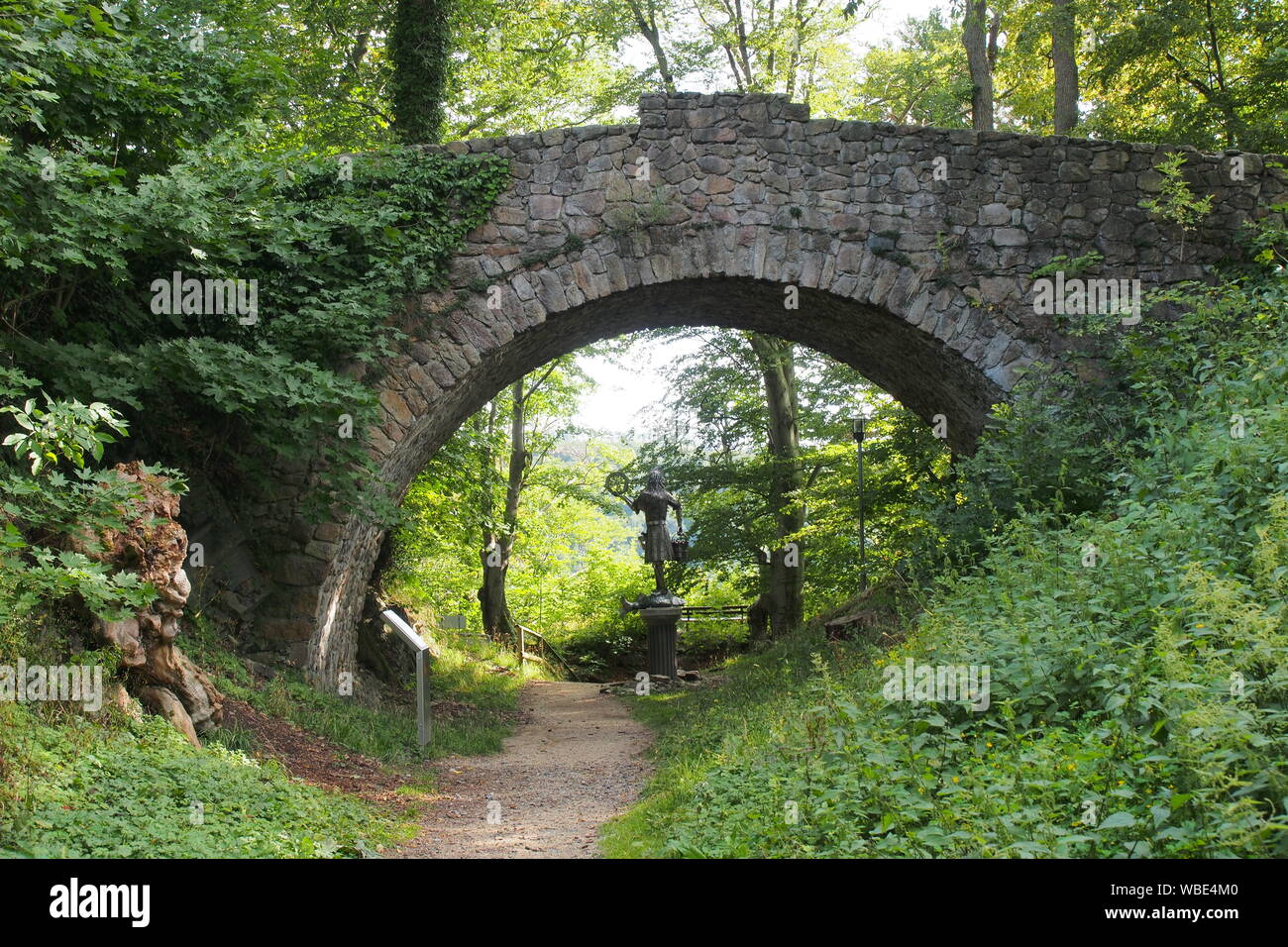 Harzburg castle stone bridge and Krodo statue, Bad Harzburg, Germany ...