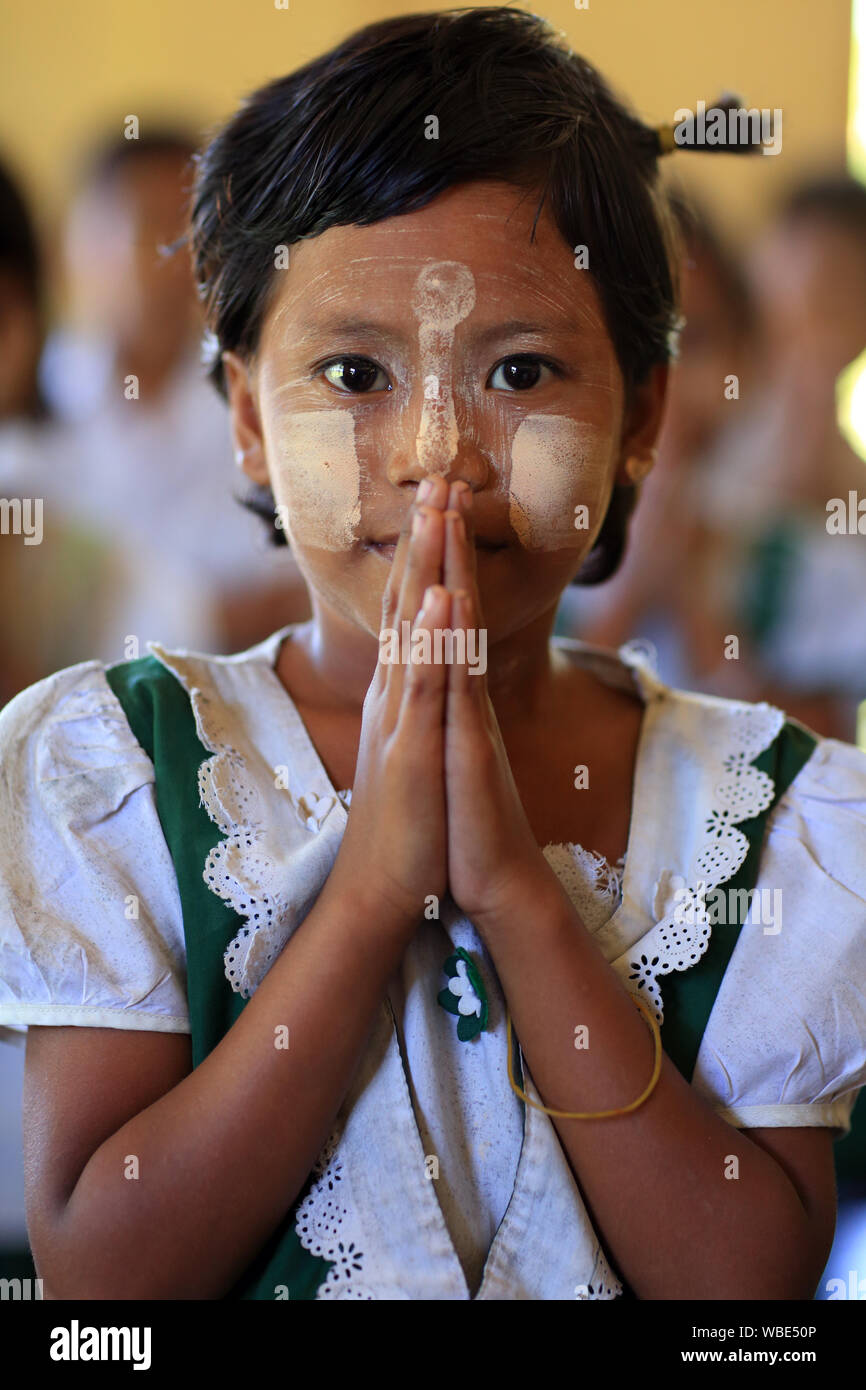 Burmese student in a primary school in Mandalay, Myanmar Stock Photo ...