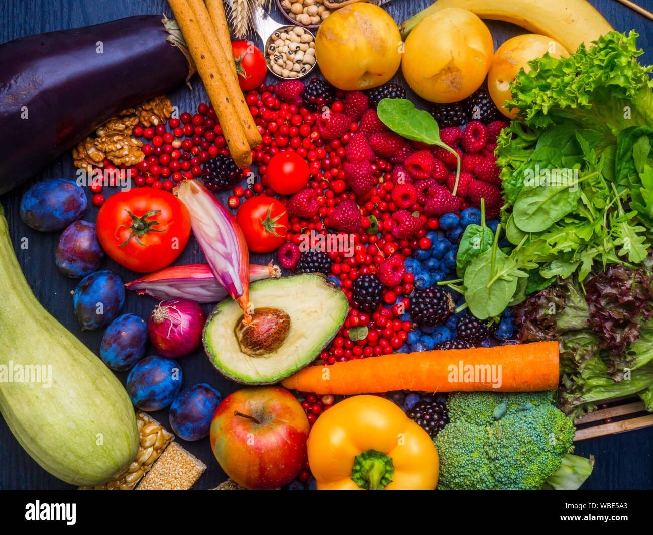 Healthy balanced dieting concept. Selection of rich fiber sources vegan ...