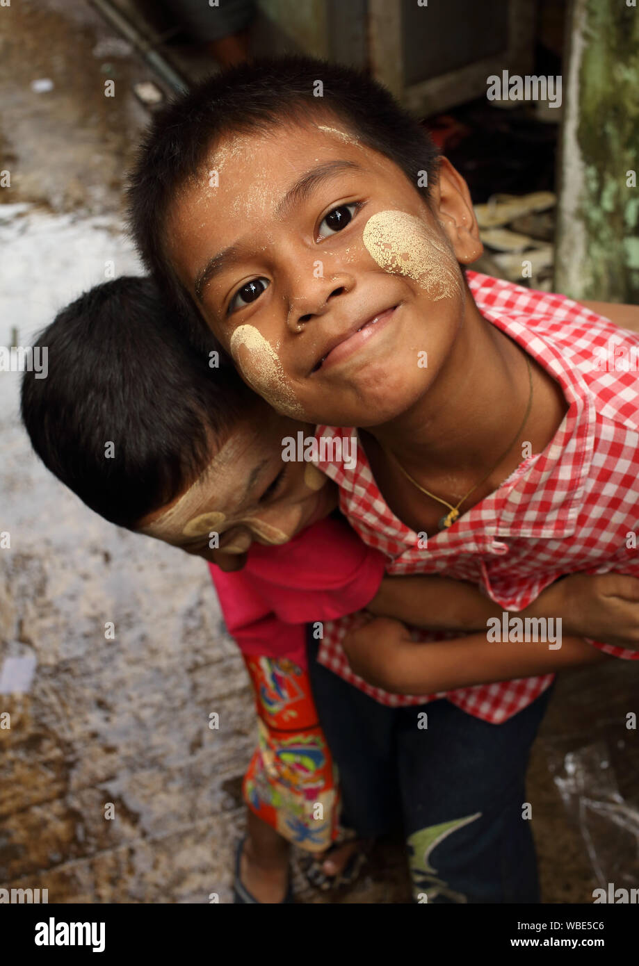 Burmese boy with Thanaka in Mandalay, Myanmar (Burma Stock Photo - Alamy