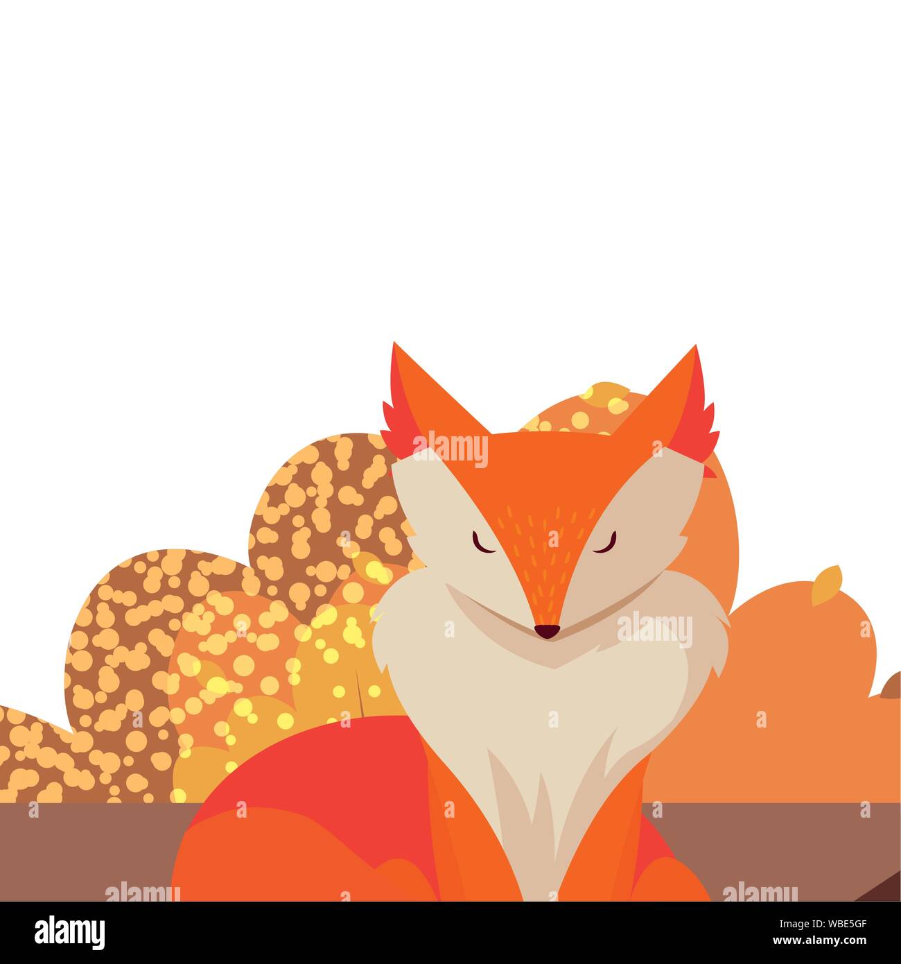 happy autumn season fox mammal foliage vector illustration Stock Vector ...