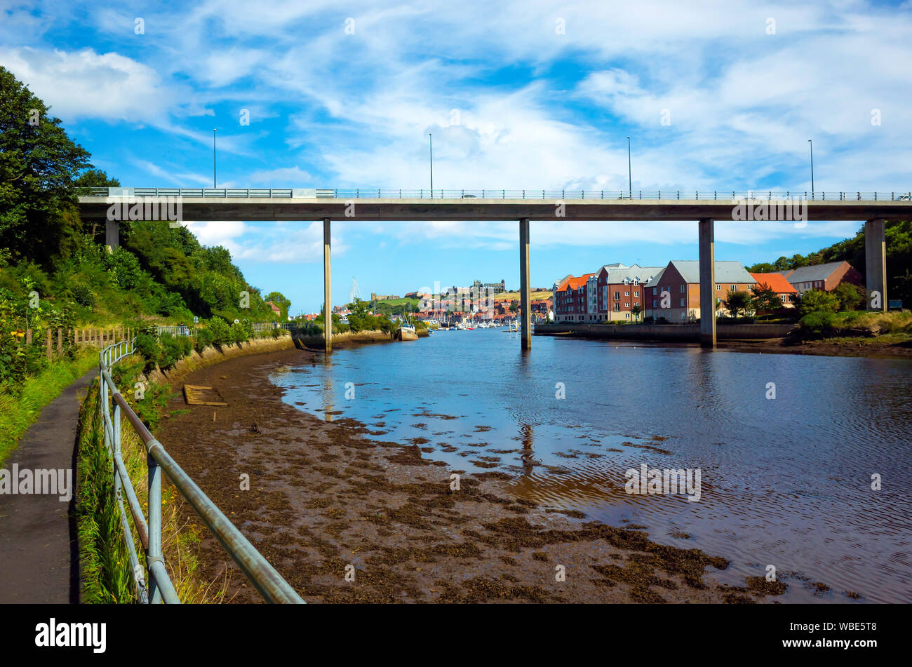 Whitby Road bridge over the River Esk a slender concrete structure ...