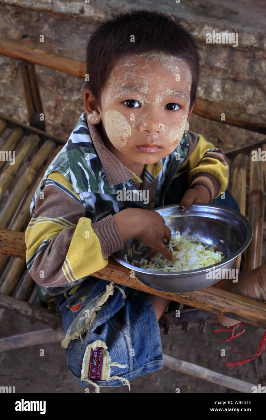 Burmese boy with Thanaka in Mandalay, Myanmar (Burma Stock Photo - Alamy