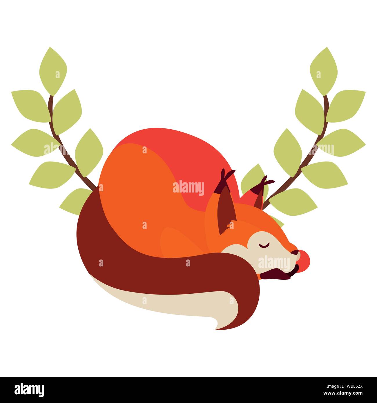 happy autumn season fox mammal vector illustration Stock Vector Image ...