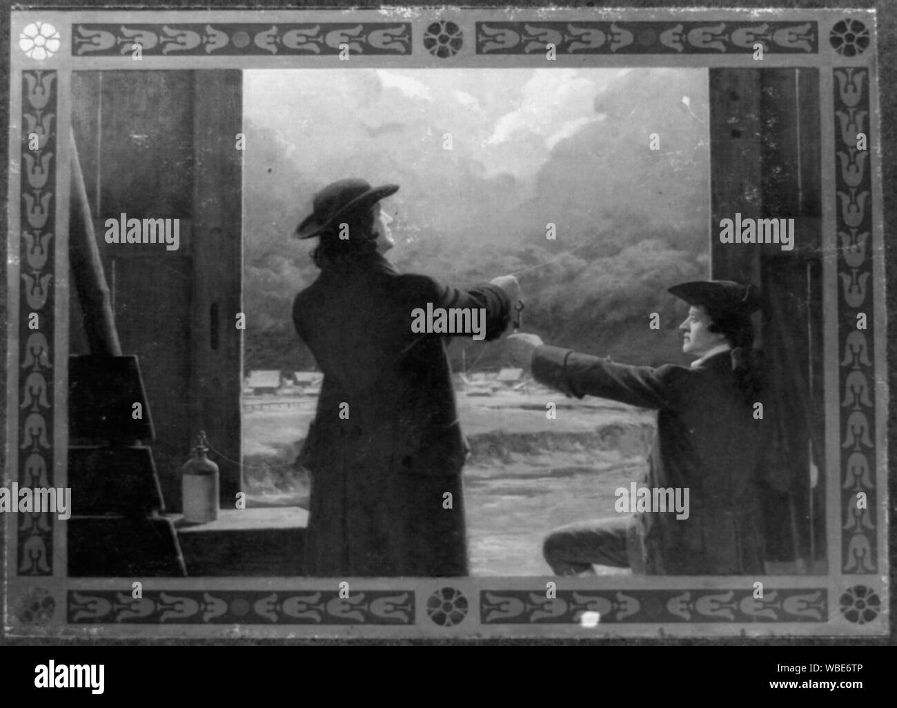 Franklins kite experiment Black and White Stock Photos & Images - Alamy