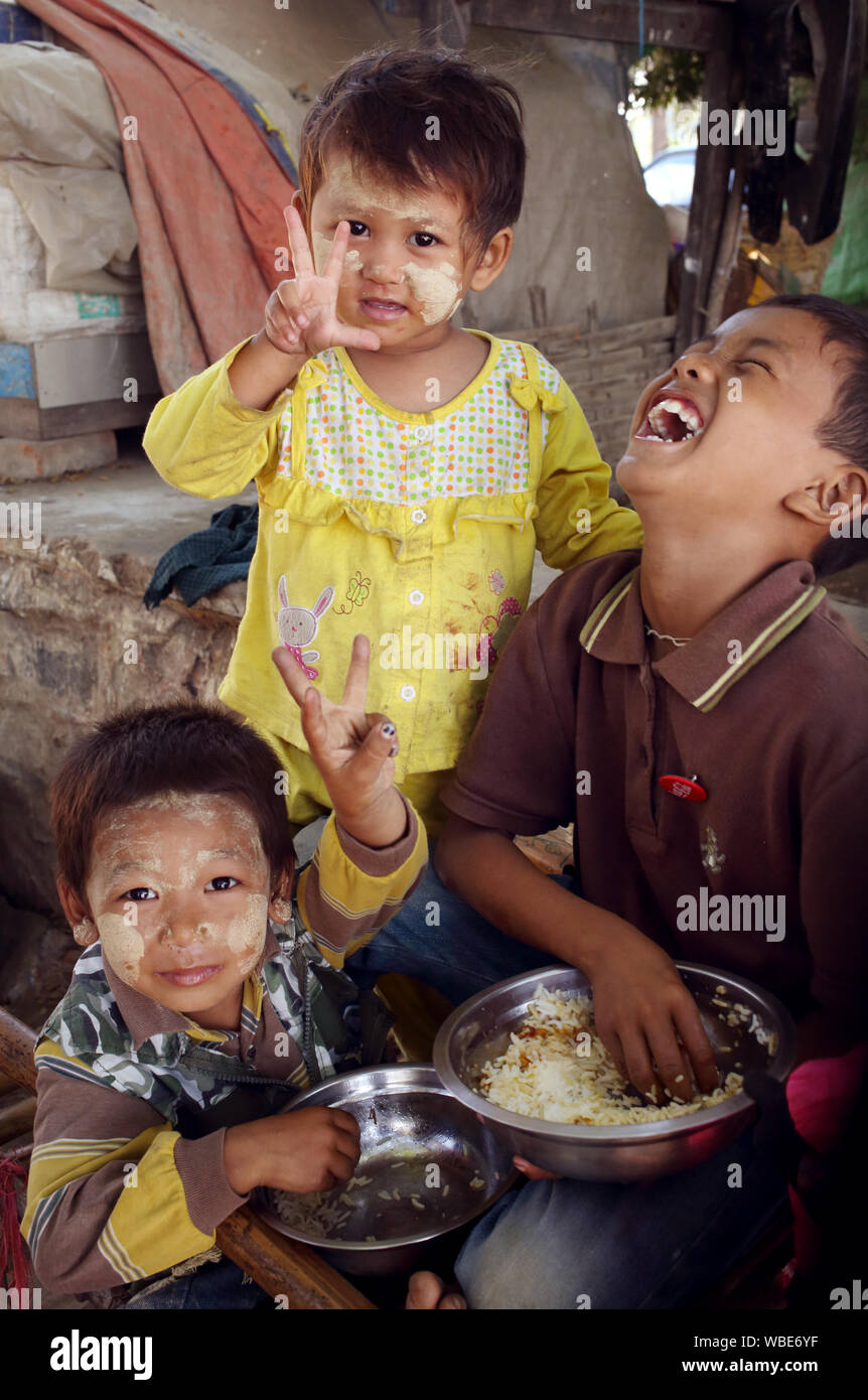 Burmese boys with Thanaka in Mandalay, Myanmar (Burma Stock Photo - Alamy