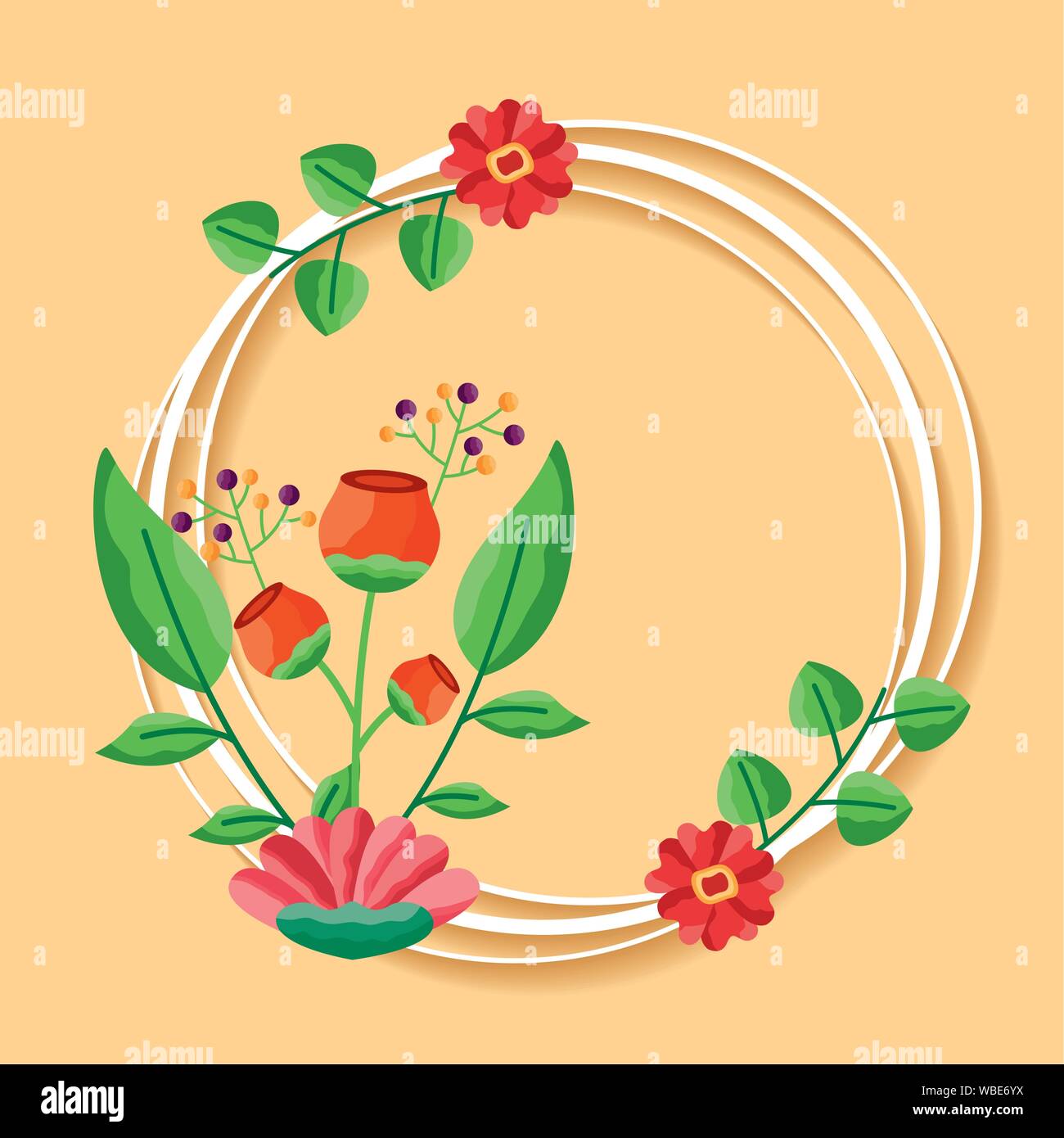 decorative frame flowers leaves decoration Stock Vector Image & Art - Alamy
