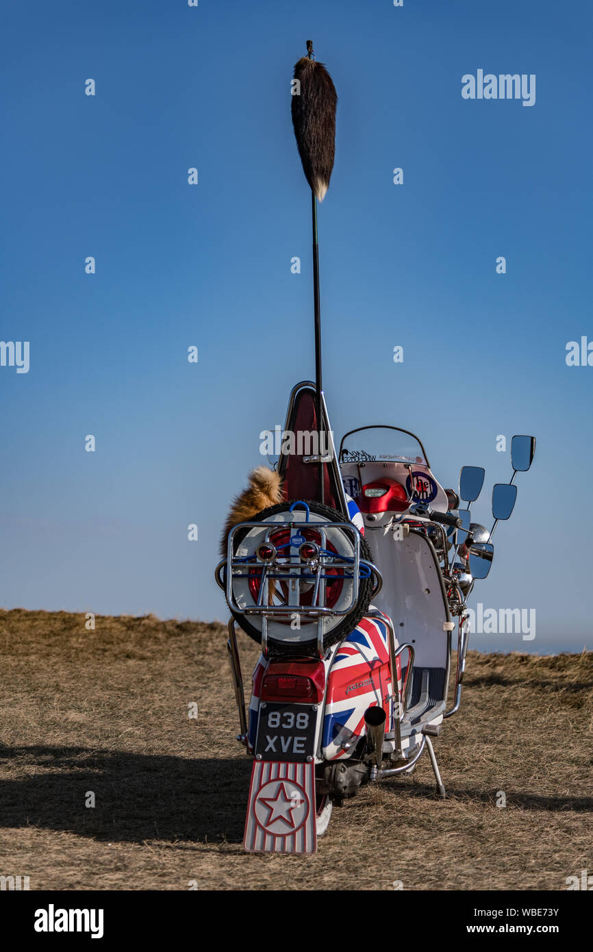 Mod Lambretta scooter, with mirrors and Union Flag paint work Stock ...