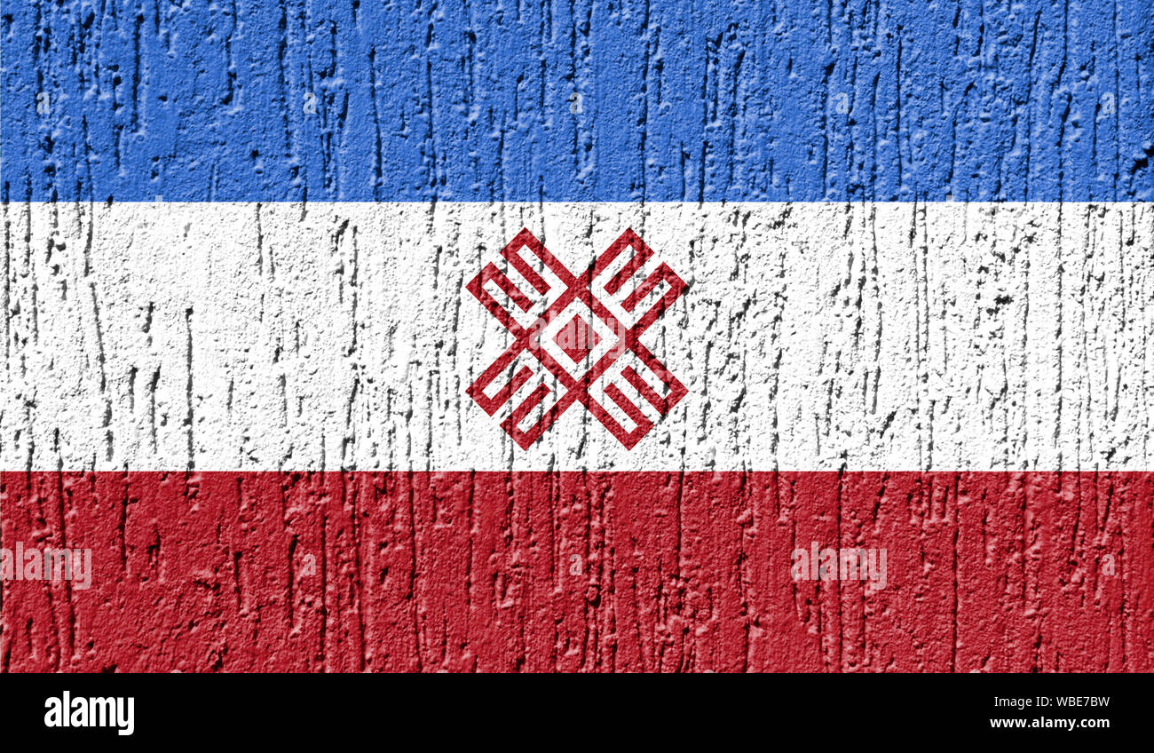 Flag of Mari El close up painted on a cracked wall Stock Photo - Alamy