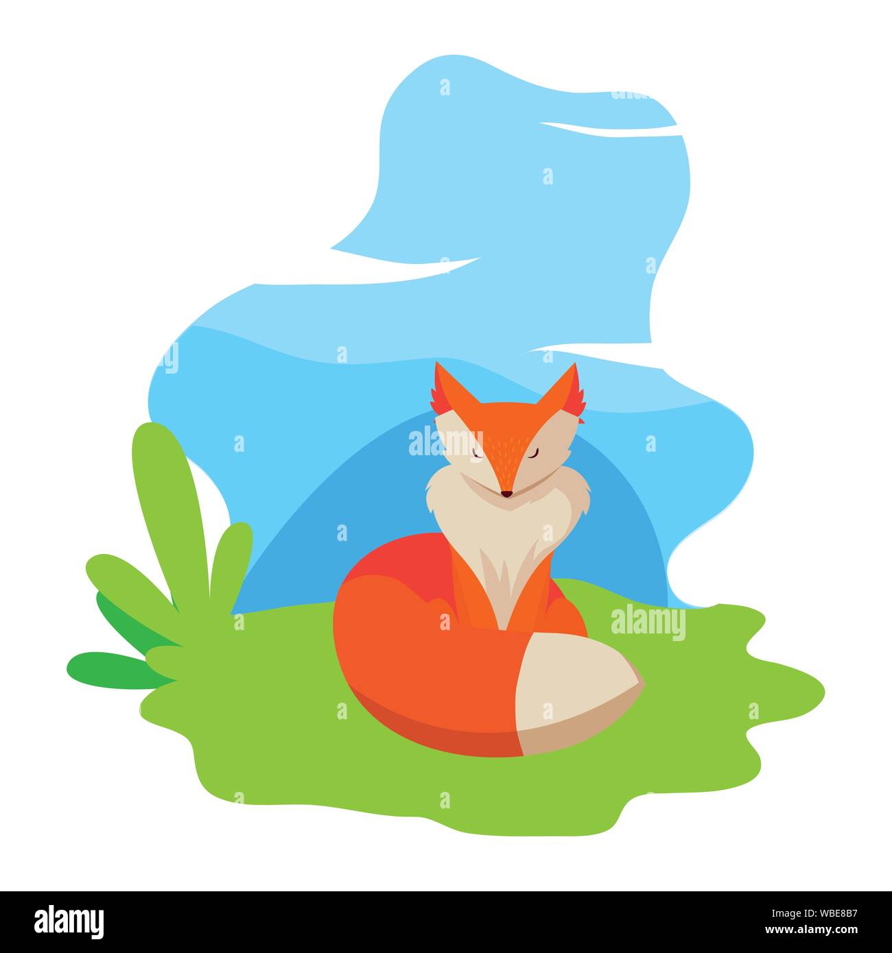happy autumn season fox mammal landscape nature vector illustration ...