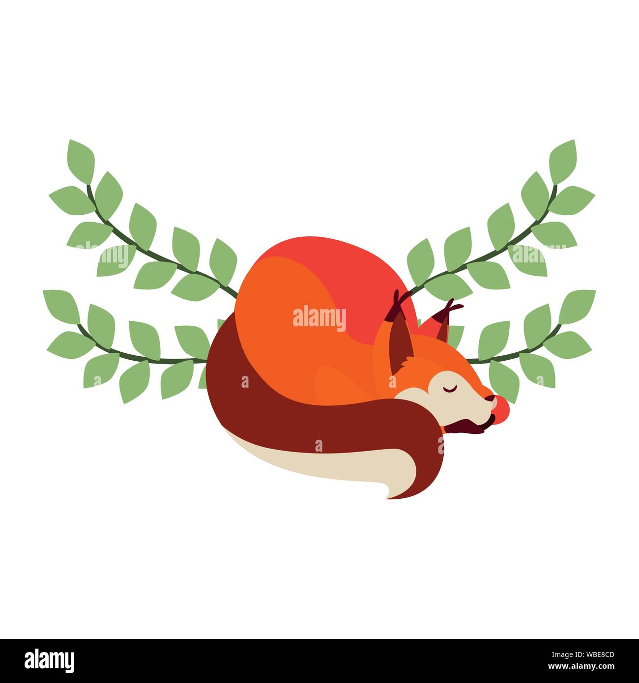 happy autumn season fox mammal vector illustration Stock Vector Image ...