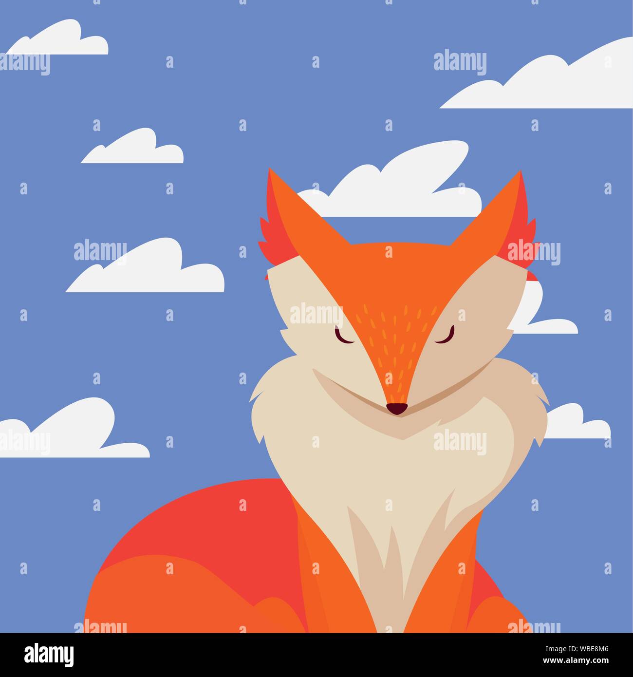 happy autumn season fox mammal outdoor vector illustration Stock Vector ...