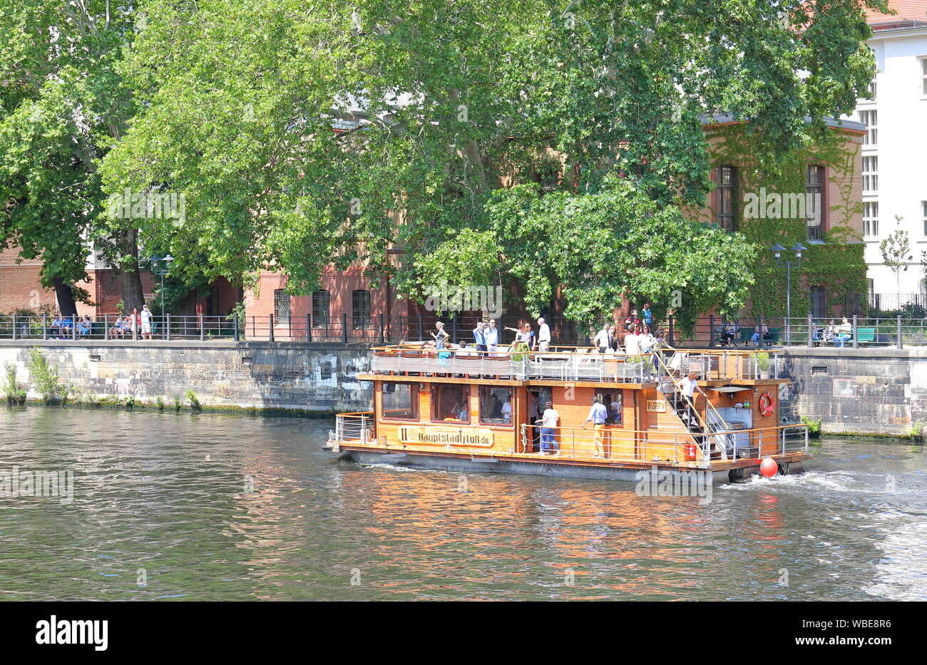 People take Spree river tour cruise boat Berlin Germany Stock Photo - Alamy