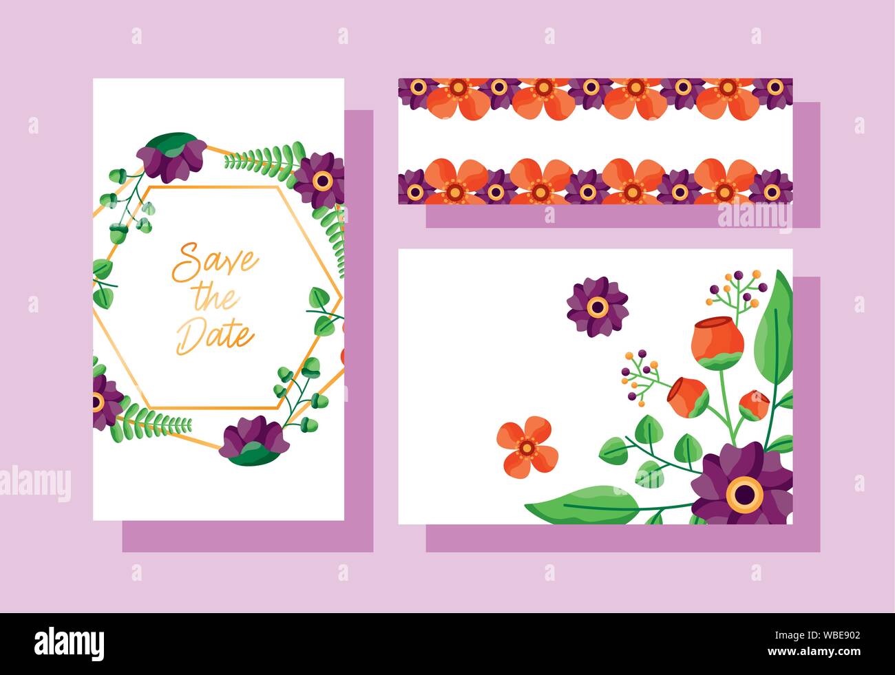 wedding save the date flowers banner or label Stock Vector Image & Art ...