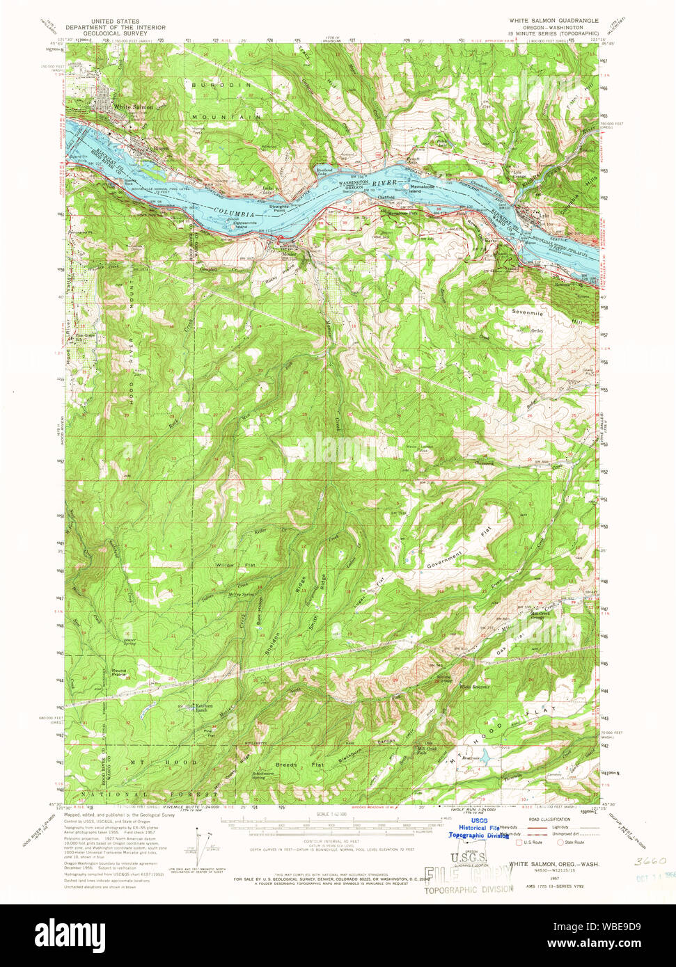 USGS Topo Map Oregon OR White Salmon 283015 1957 62500 Restoration ...