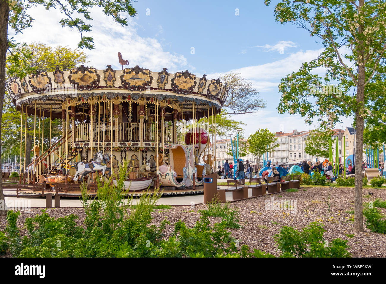 La Rochelle, France - May 08, 2019: A people are resting near the Merry ...