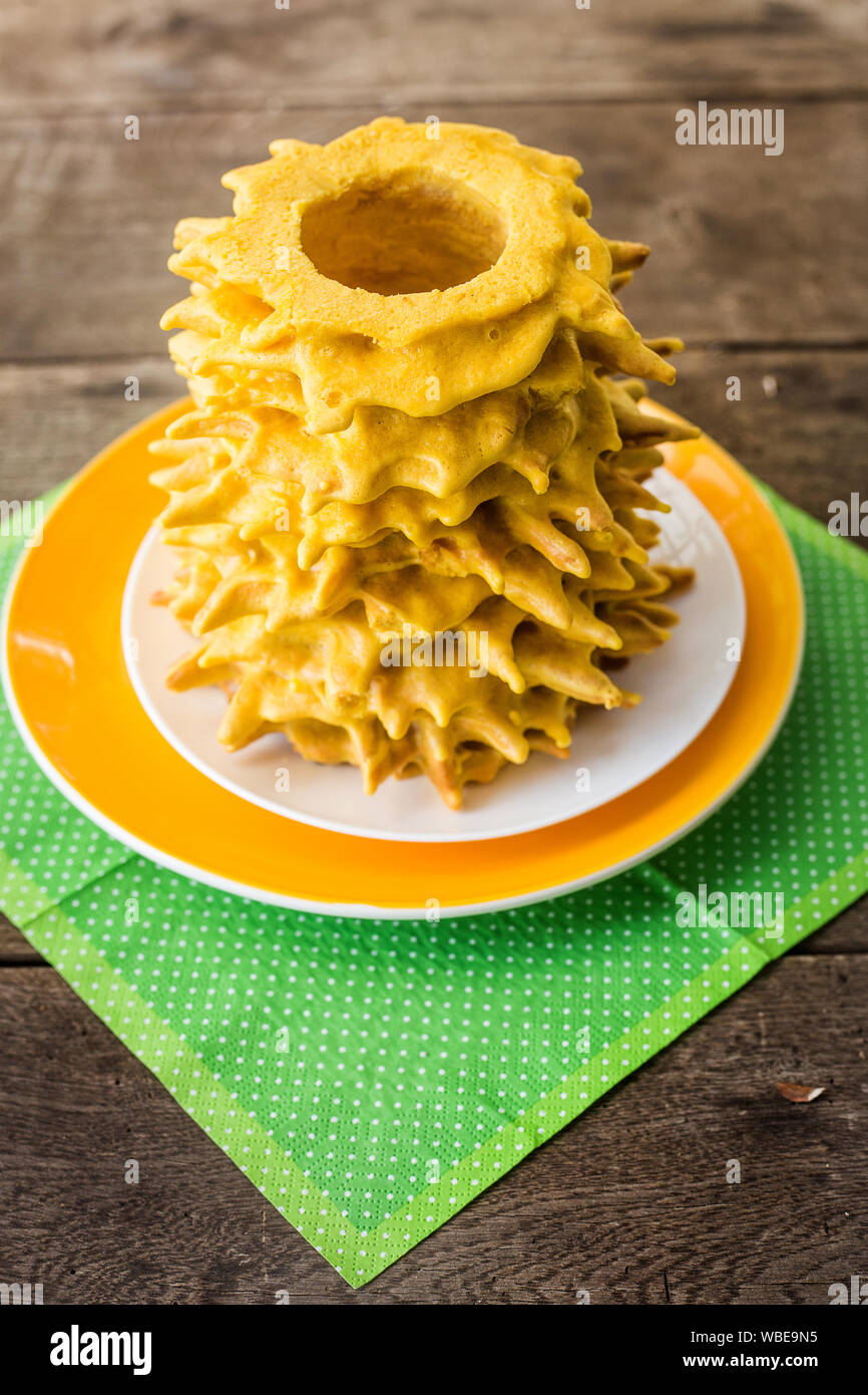 Tree cake. Baumkuchen. Traditional Germany and Lithuania layered cake ...