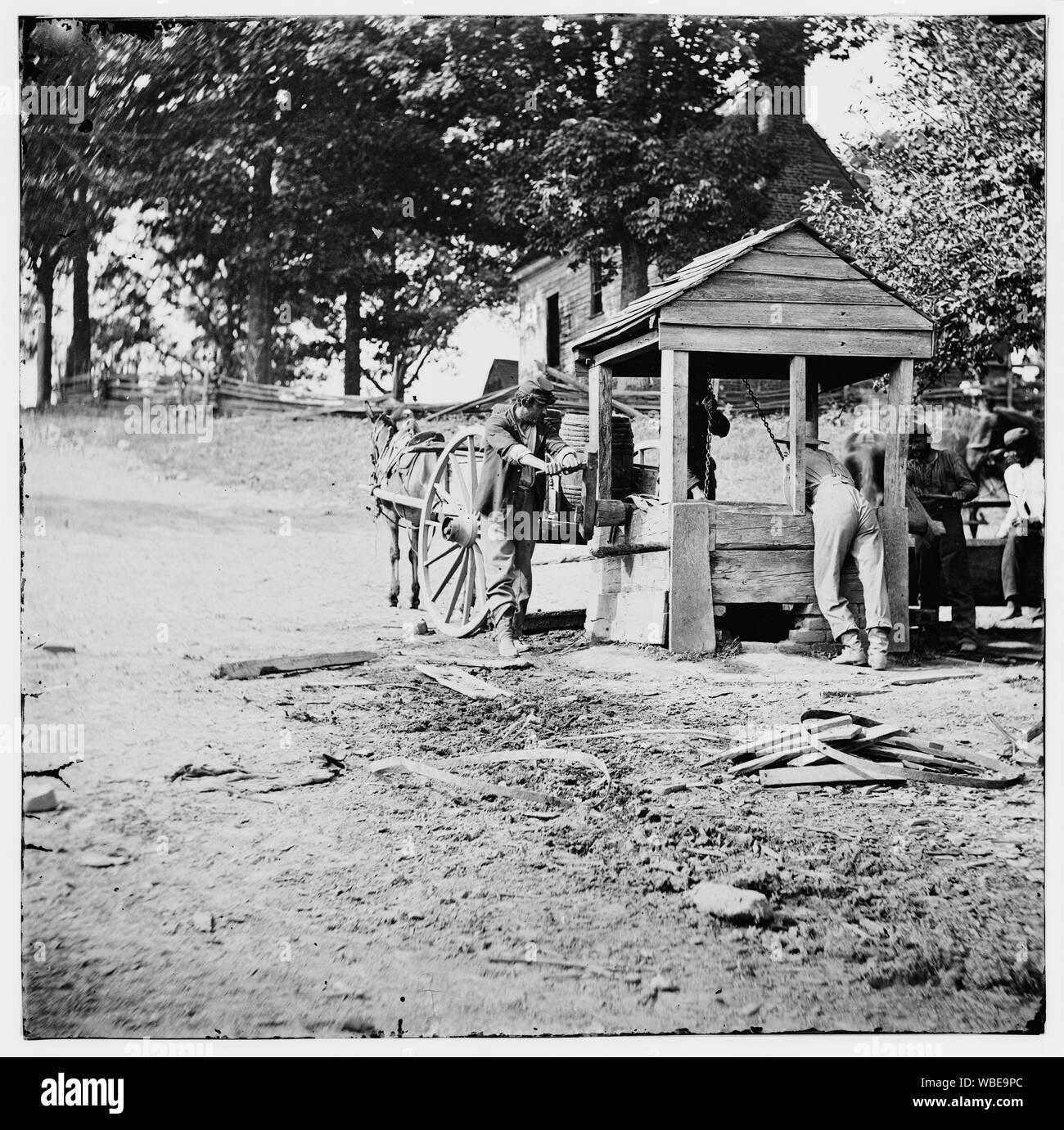Fredericksburg, Virginia. Soldiers drawing water from a well. Army of ...