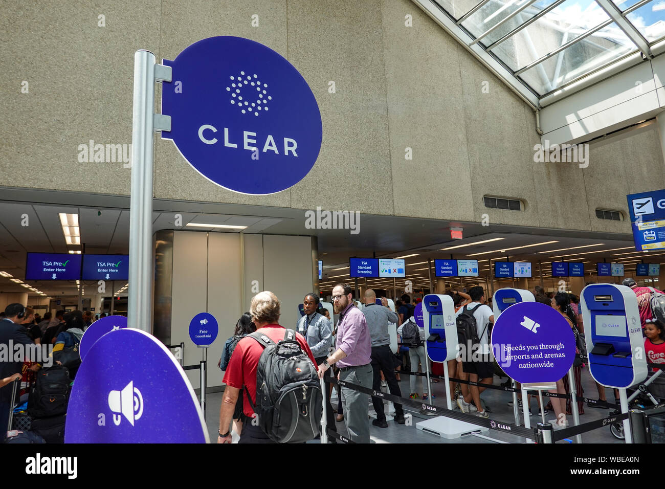 Orlando, FL/USA-8/22/19: Airport security at a busy international ...