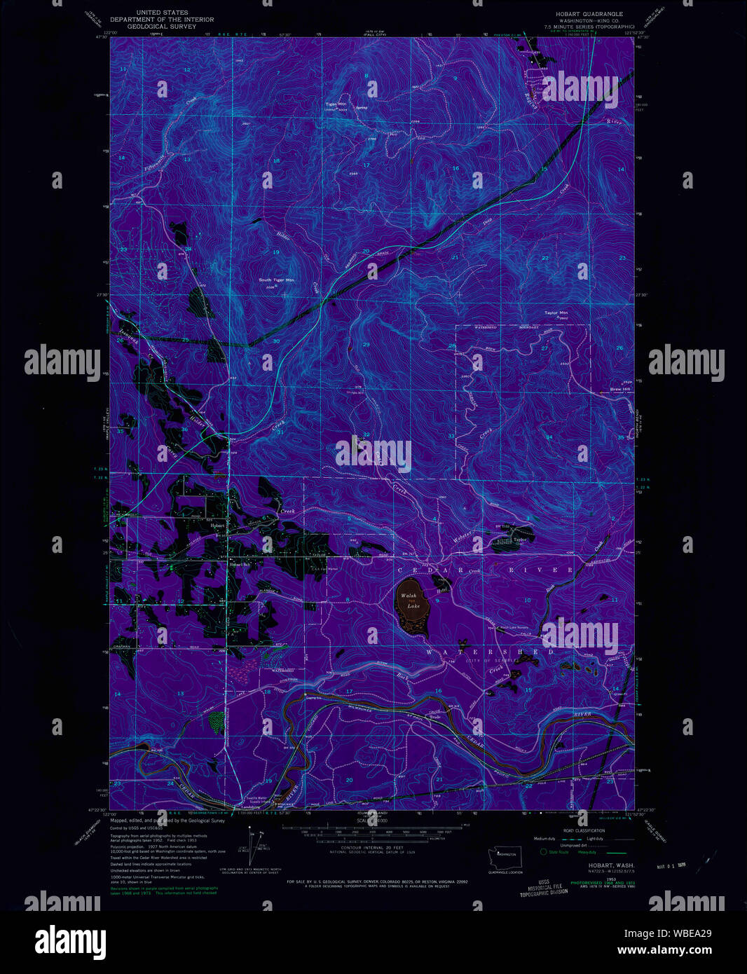 USGS Topo Map Washington State hobart wa histmap Inverted Restoration ...