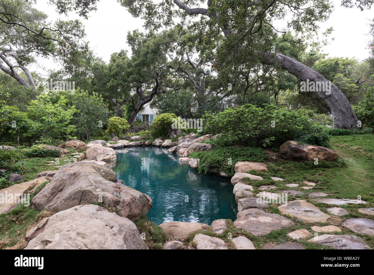 Free form pool at the Jon and Lillian Lovelace home in Montecito ...